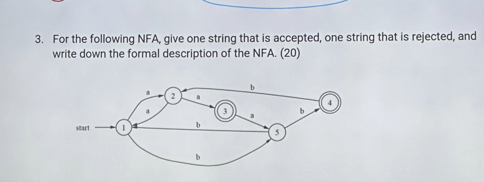 Solved For the following NFA, give one string that is | Chegg.com
