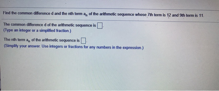 Solved Find the common difference d and the nth term a, of | Chegg.com