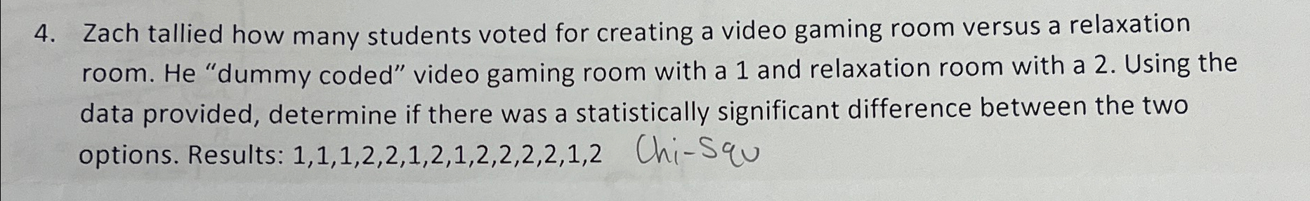 Solved Zach tallied how many students voted for creating a | Chegg.com