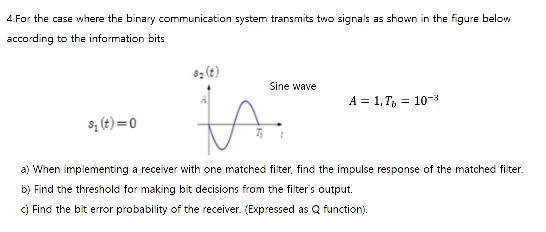 4. For the case where the binary communication system | Chegg.com