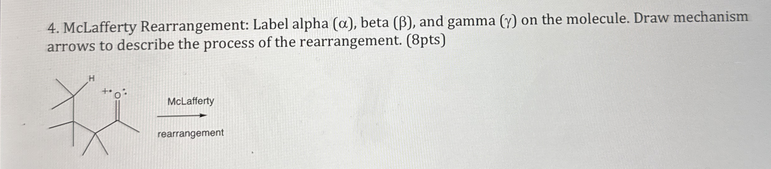 Solved McLafferty Rearrangement: Label alpha (α), ﻿beta (β), | Chegg.com