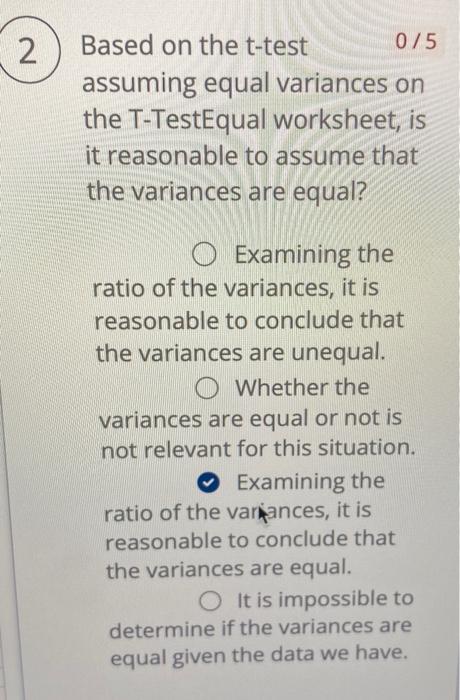 Solved Based on the t-test assuming equal variances on the | Chegg.com
