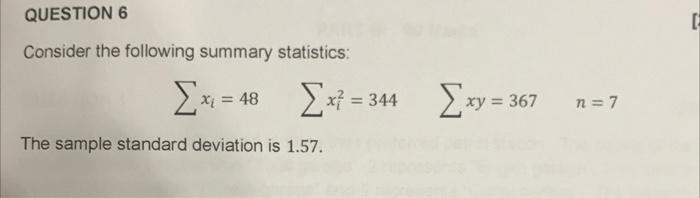 Solved Consider the following summary statistics: | Chegg.com