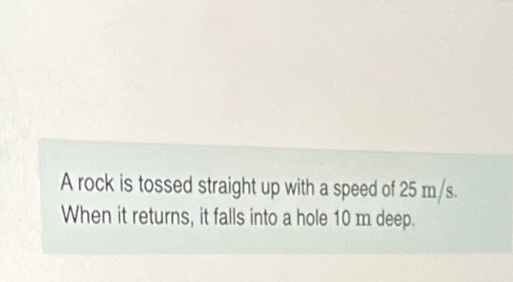 Solved A rock is tossed straight up with a speed of 25ms. | Chegg.com