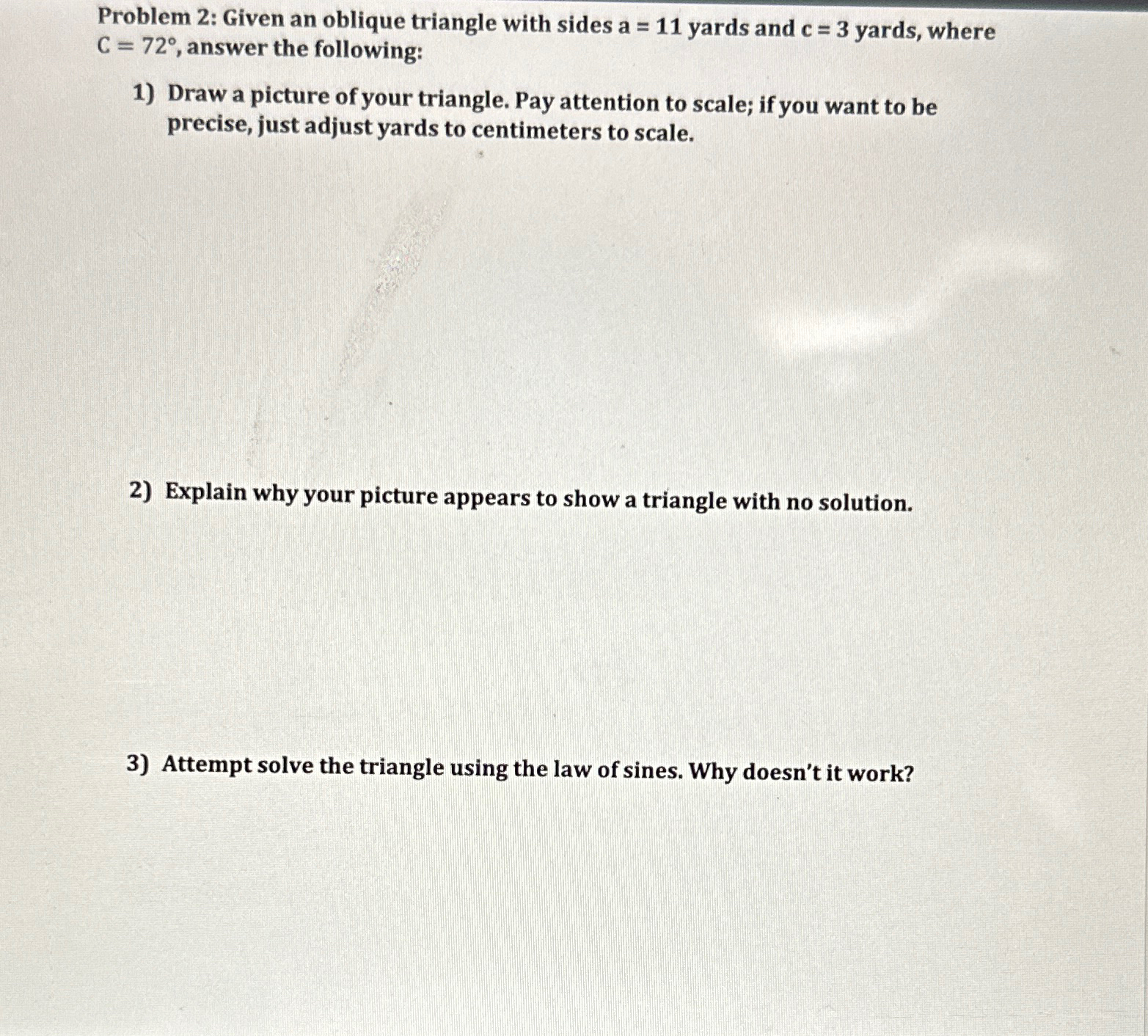 Solved Problem 2: Given an oblique triangle with sides a=11 | Chegg.com