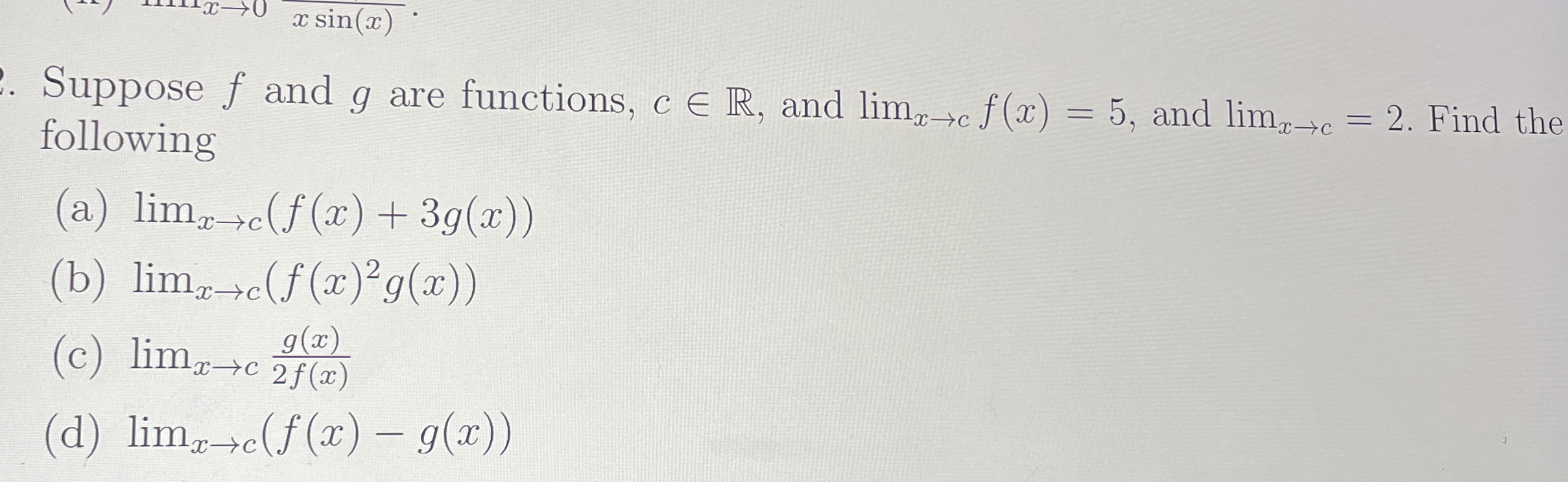 Solved Suppose f ﻿and g ﻿are functions, cinR, and | Chegg.com