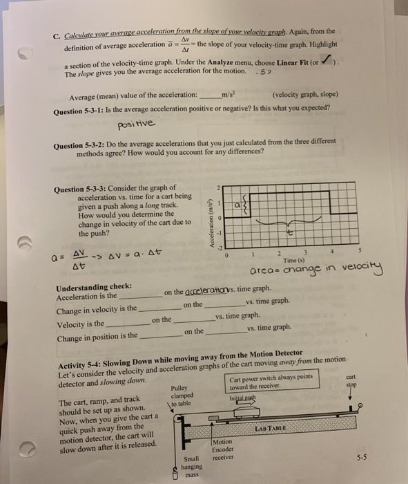 Solved Al C. Calculate your average acceleration from the | Chegg.com