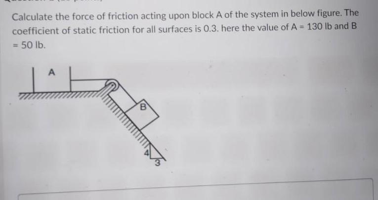 Solved Calculate the force of friction acting upon block A | Chegg.com