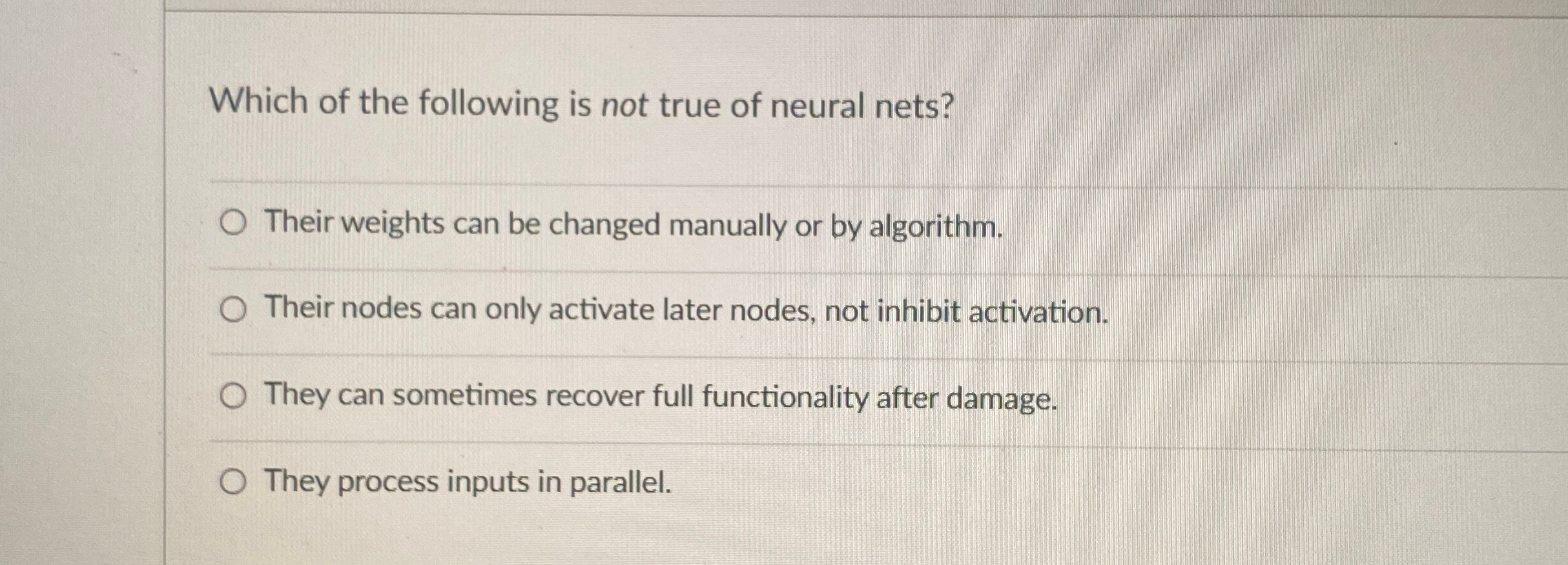 Solved Which of the following is not true of neural | Chegg.com
