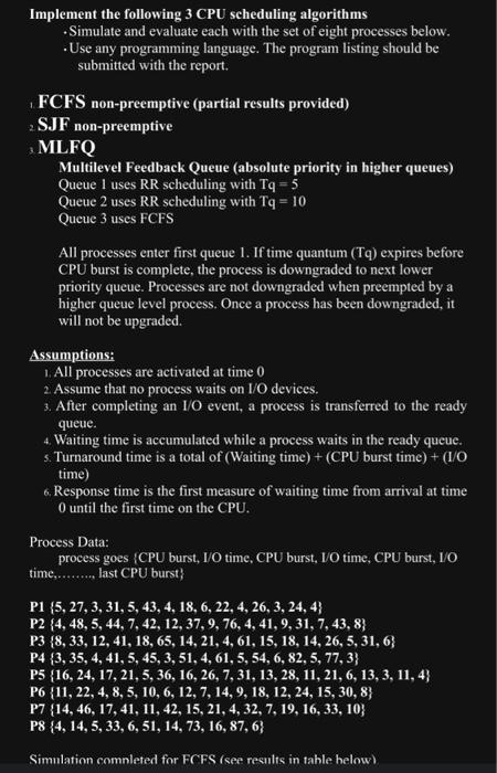 Solved Can you follow guidelines and code the FCFS scheduler | Chegg.com