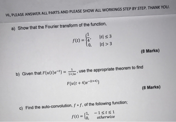 Solved HI, PLEASE ANSWER ALL PARTS AND PLEASE SHOW ALL | Chegg.com