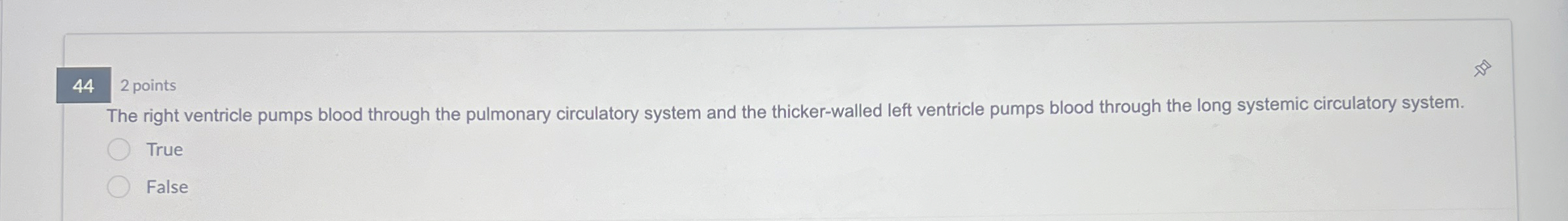 Solved 2 ﻿pointsThe right ventricle pumps blood through the | Chegg.com