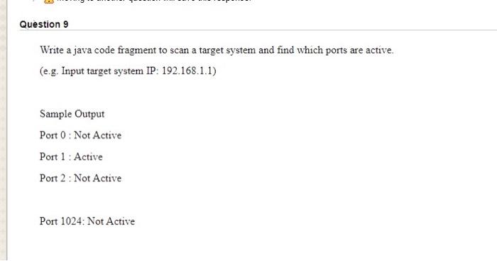 Solved Question 9 Write a java code fragment to scan a | Chegg.com