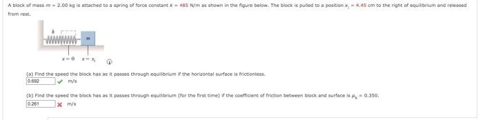 Solved from rest. (o) Find the speed the block has as it | Chegg.com