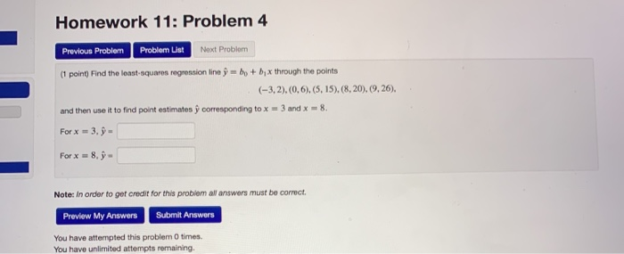 Solved Homework 11: Problem 1 Previous Problem Problem List | Chegg.com Solved Homework 11: Problem 1 Previous Problem Problem List | Chegg.com