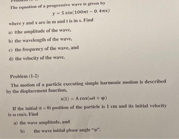 Solved The equation of a progressive wave is given by y = 5 | Chegg.com