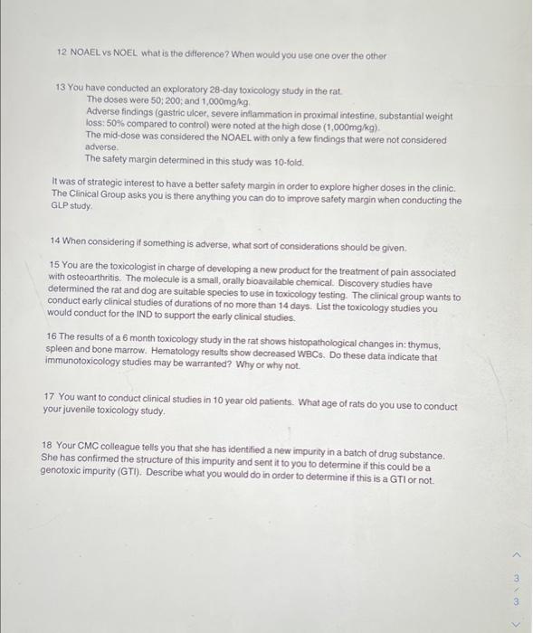 Solved 12 NOAEL vs NOEL what is the difference? When would | Chegg.com