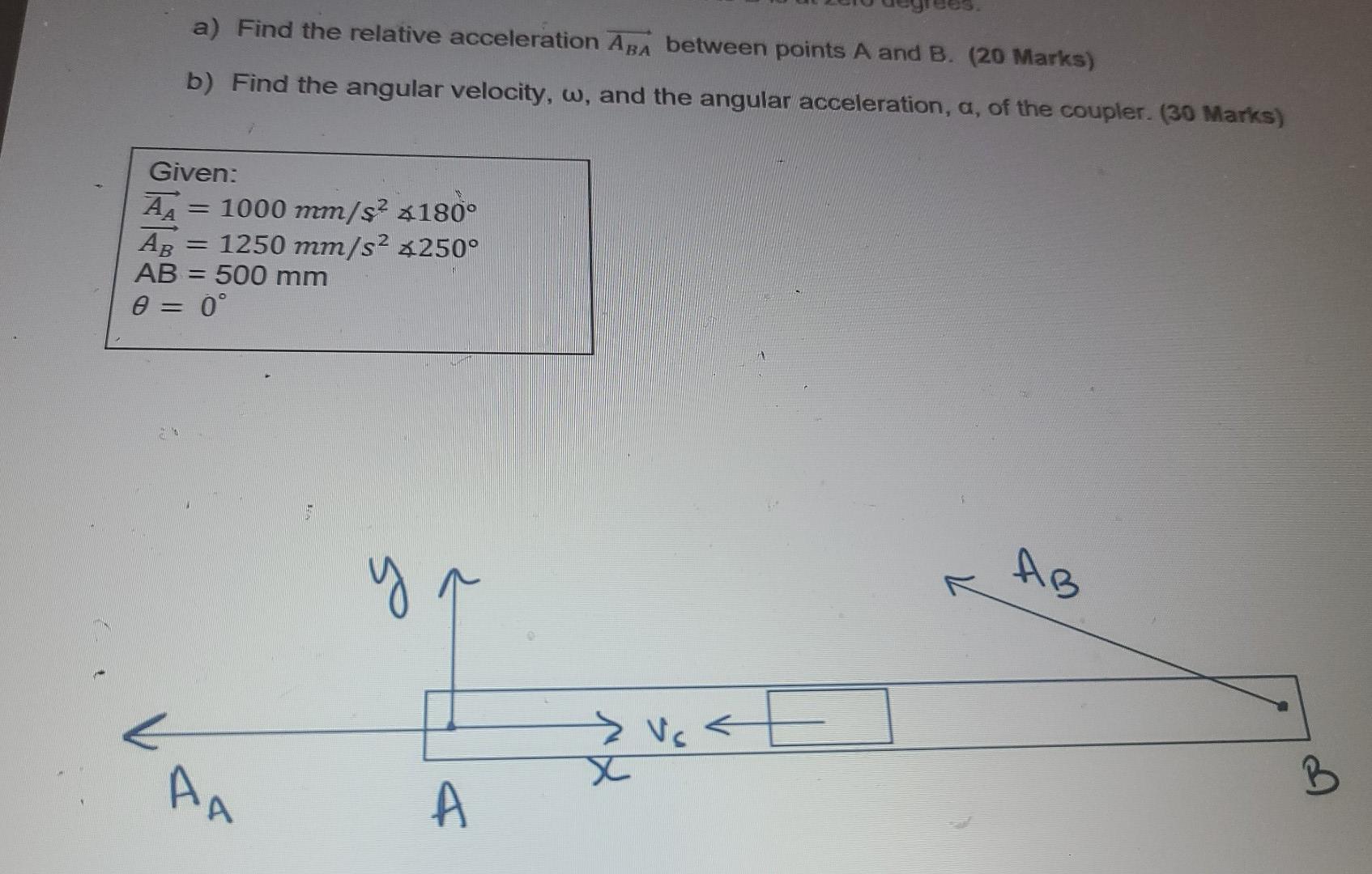 Solved a) Find the relative acceleration ABA between points | Chegg.com