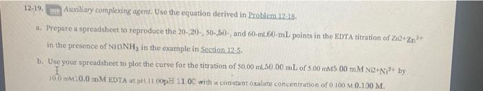 12-19. Auxiliary complexing agent, Use the equation | Chegg.com