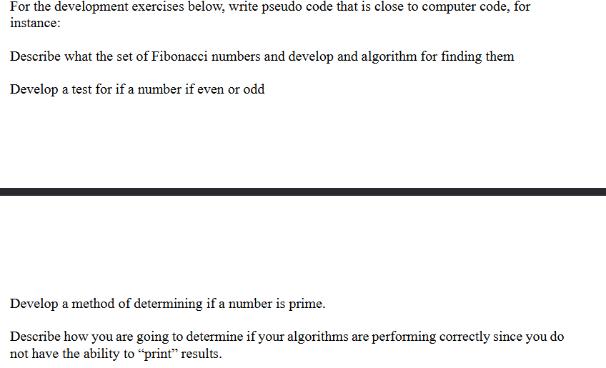 Solved For The Development Exercises Below Write Pseudo