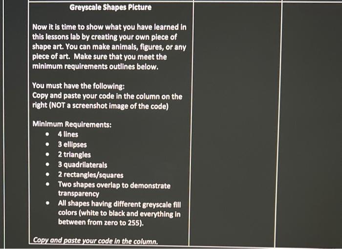 Solved Processing Programming Lab 1 Directions: You will be | Chegg.com