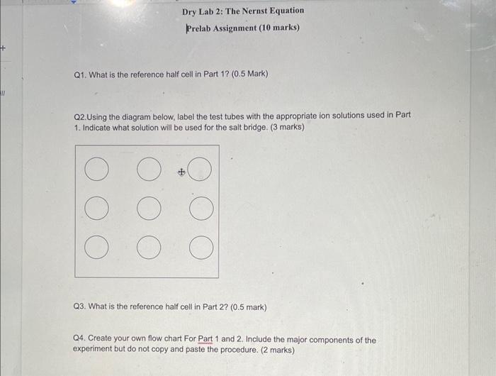 Solved Dry Lab 2: The Nernst Equation Prelab Assignment (10 | Chegg.com