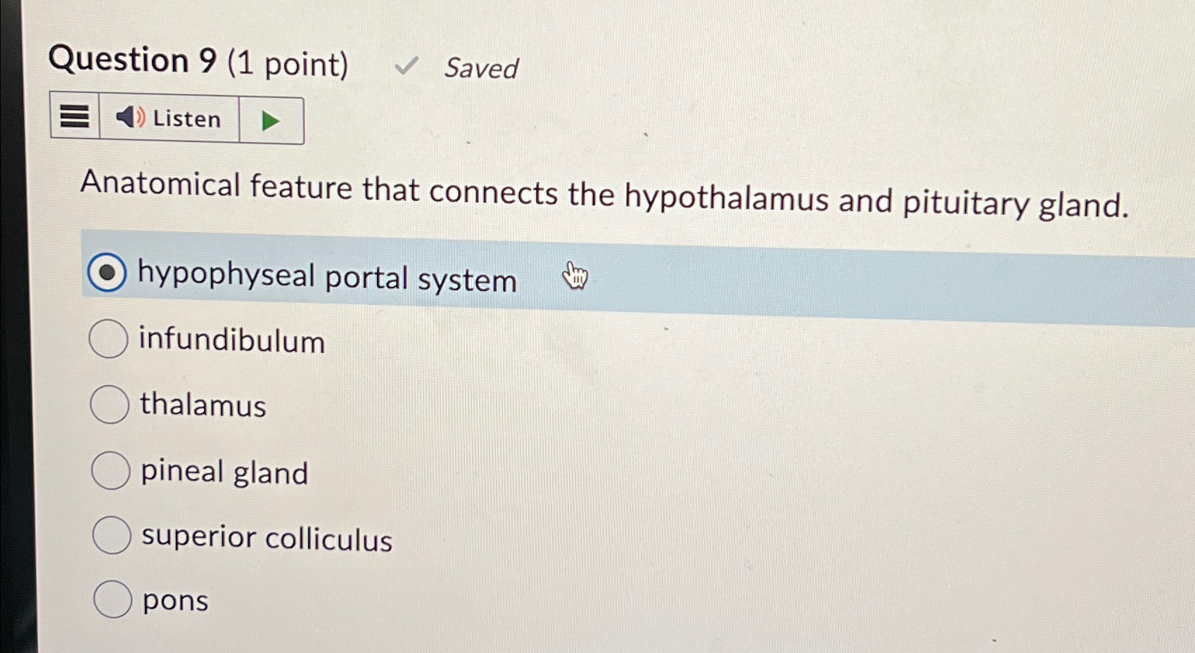 Solved Question 9 (1 ﻿point) ﻿SavedAnatomical feature that | Chegg.com
