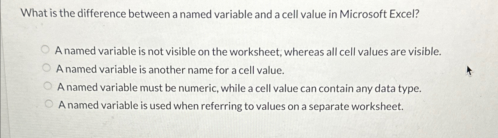Solved What is the difference between a named variable and a | Chegg.com