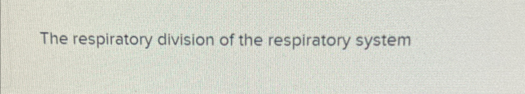 Solved The respiratory division of the respiratory system | Chegg.com