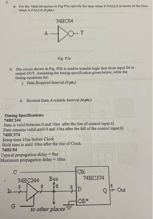 a. For the 74HC04 shown in Fig P2a, specify the time | Chegg.com