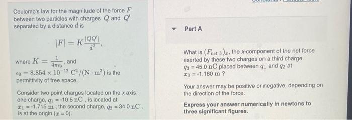 Solved Part A What is (Fnet 3), the x-component of the net | Chegg.com