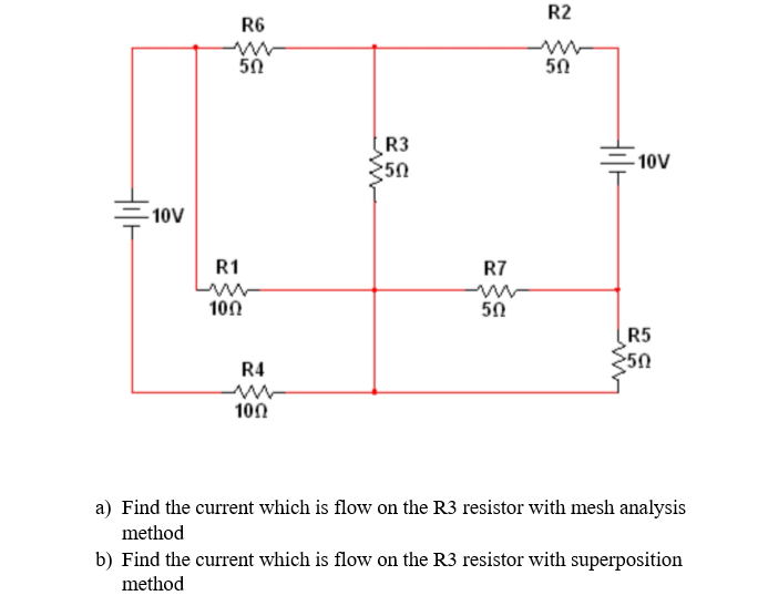 Solved R2 R6 50 50 (R3 50 10V 10V R1 R7 100 50 R5 50 R4 100 | Chegg.com
