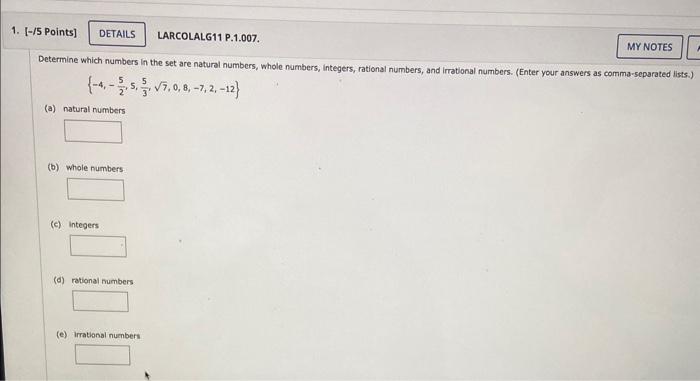 Solved Determine Which Numbers In The Set Are Natural