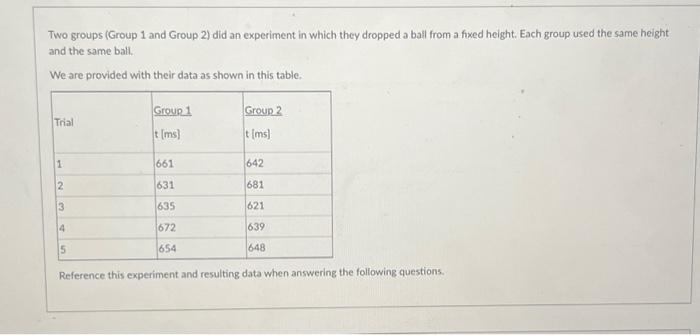 Solved What represents the time measurement of group 1, | Chegg.com