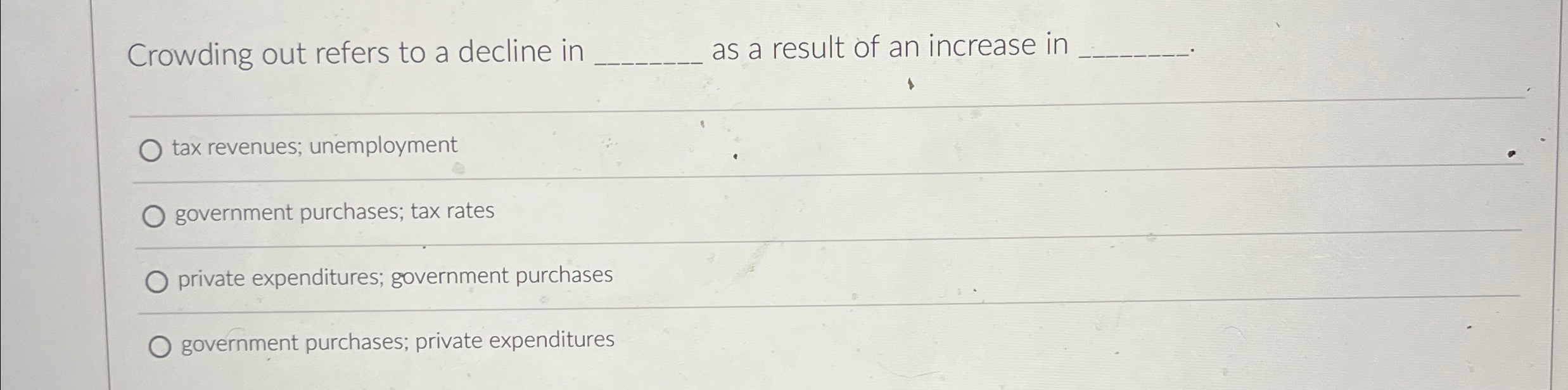 Solved Crowding out refers to a decline in q, ﻿as a result | Chegg.com