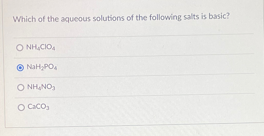 Solved Which of the aqueous solutions of the following salts | Chegg.com