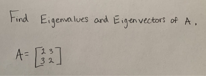 Solved Find Eigenvalues and Eigen vectors of A, A= [33 | Chegg.com