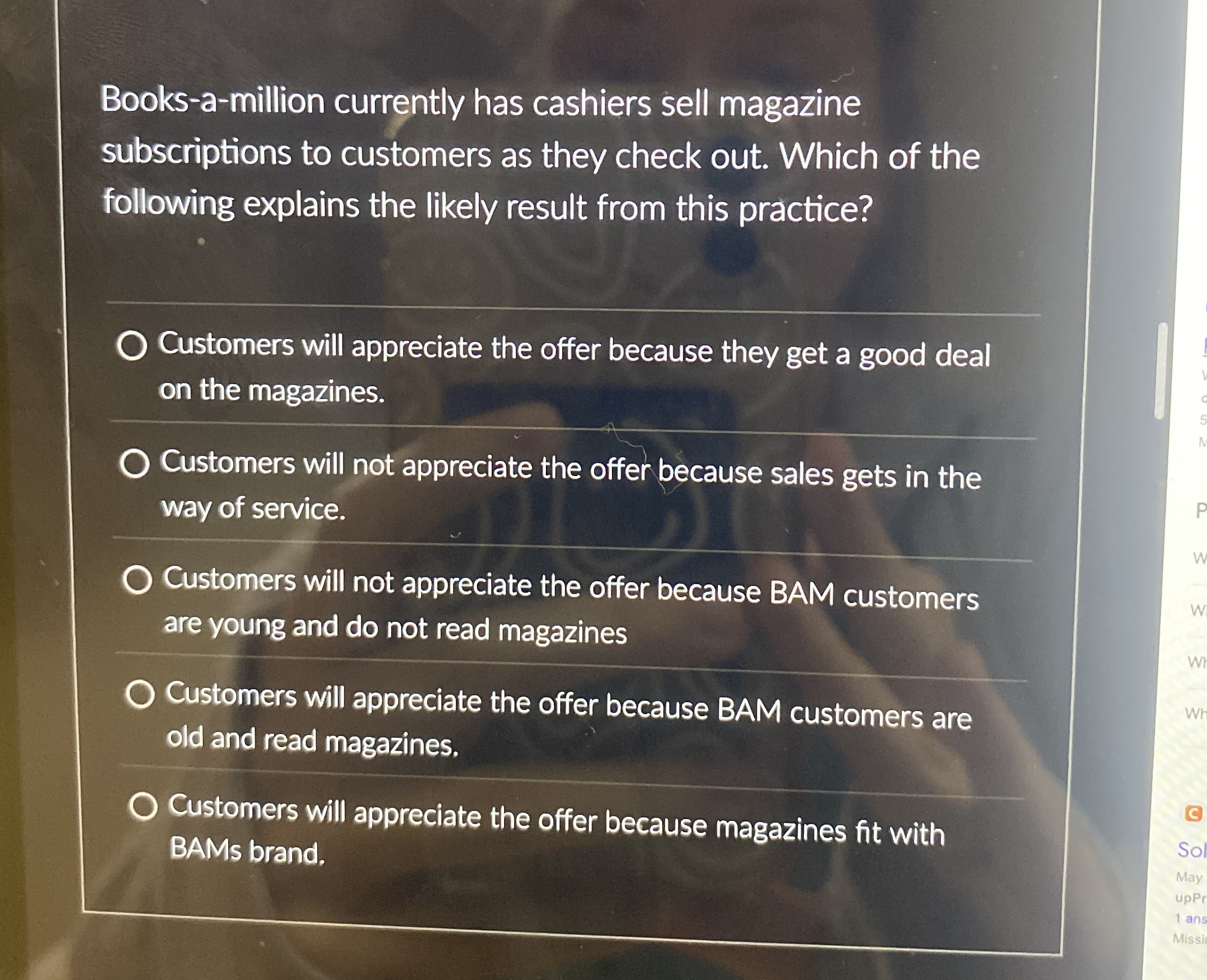 Solved Books-a-million currently has cashiers sell magazine | Chegg.com