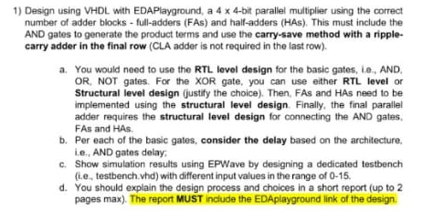 Solved Design using VHDL. ﻿with EDAPlayground, a 4×4-bit | Chegg.com
