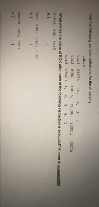 Solved Use the following variable definitions for the | Chegg.com