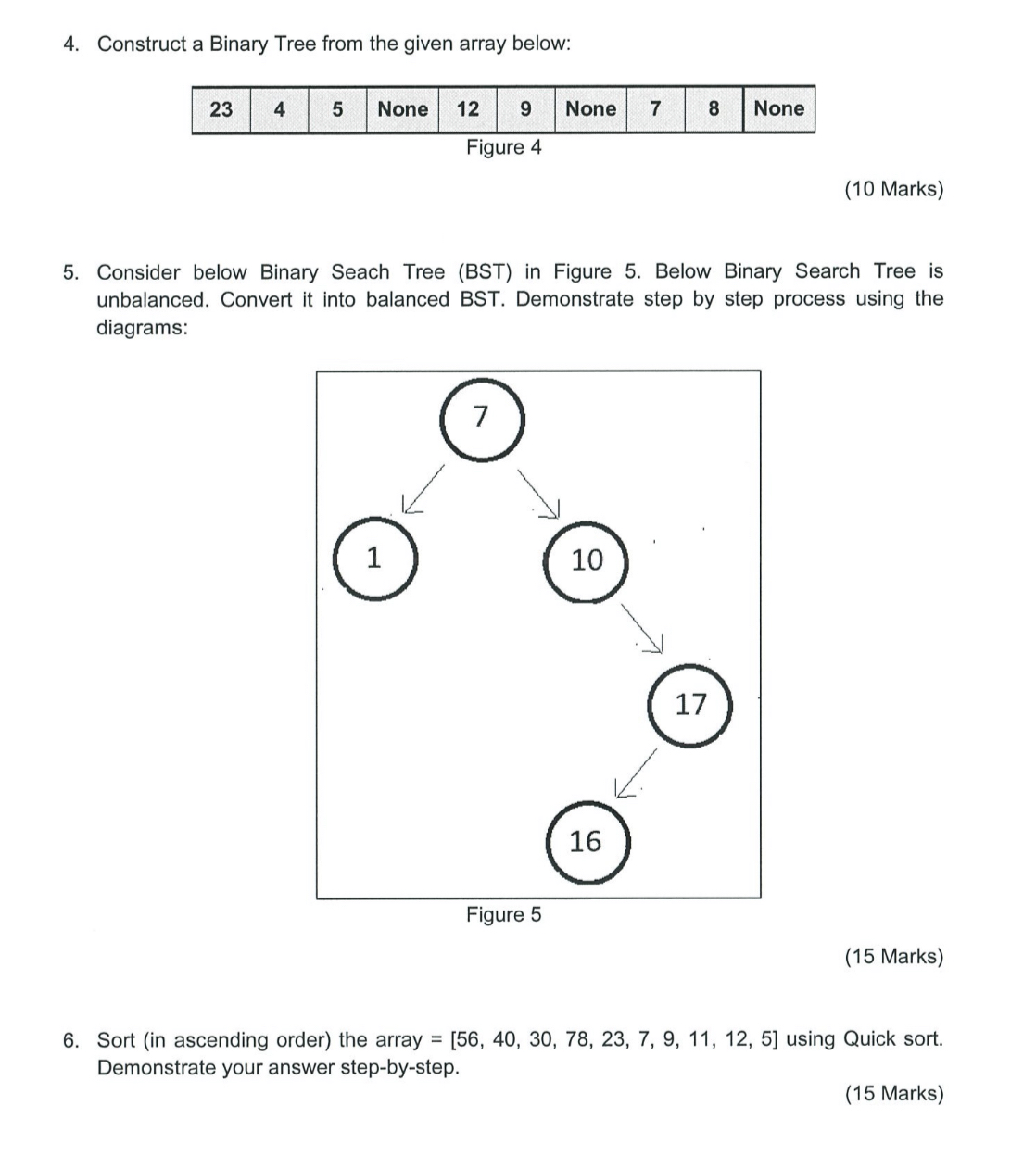 Solved Construct a Binary Tree from the given array | Chegg.com