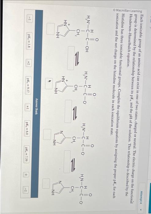 Solved Each ionizable group of an amino acid can exist in | Chegg.com