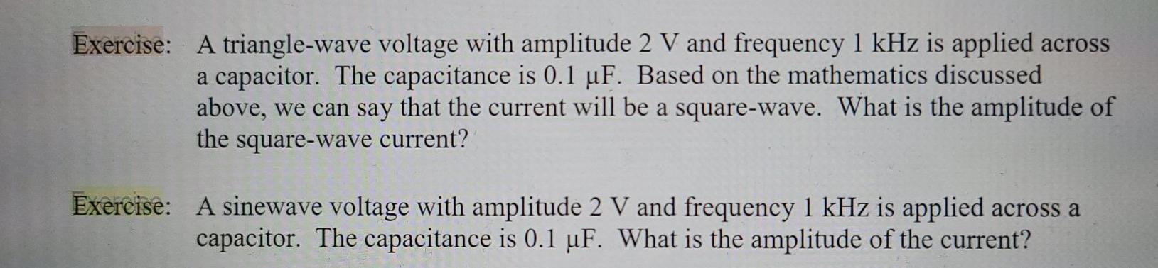 Solved Exercise: A triangle-wave voltage with amplitude 2 V | Chegg.com
