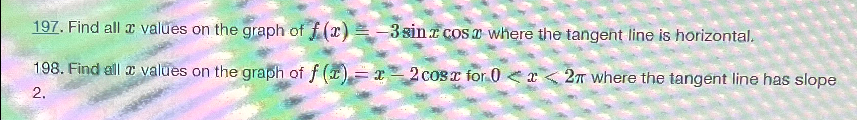 Solved Find all x ﻿values on the graph of f(x)=-3sinxcosx | Chegg.com