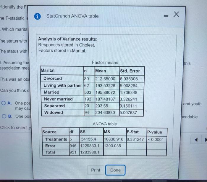 Solved Refer To The Statcrunch Output From A Health And 