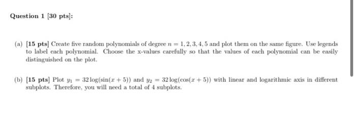 Solved (a) [15 pts] Create five random polynomials of degree | Chegg.com