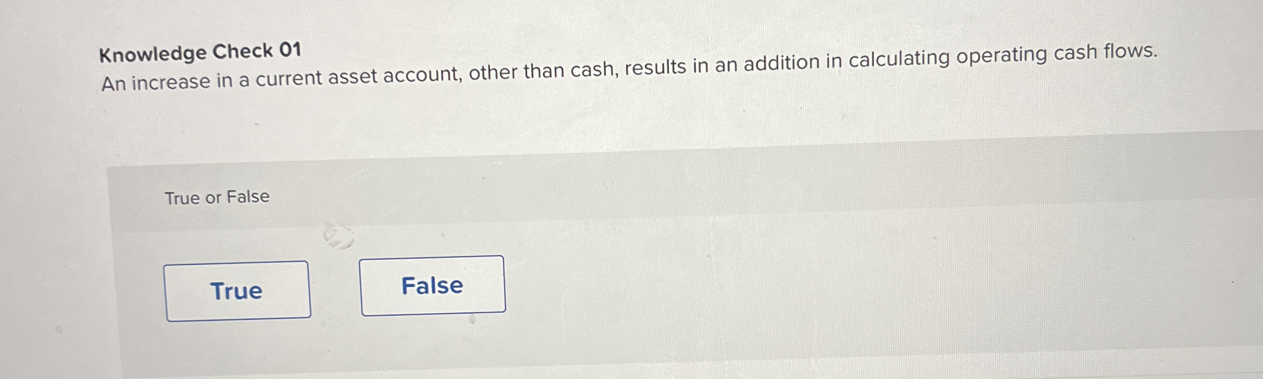 Solved Knowledge Check 01An increase in a current asset | Chegg.com