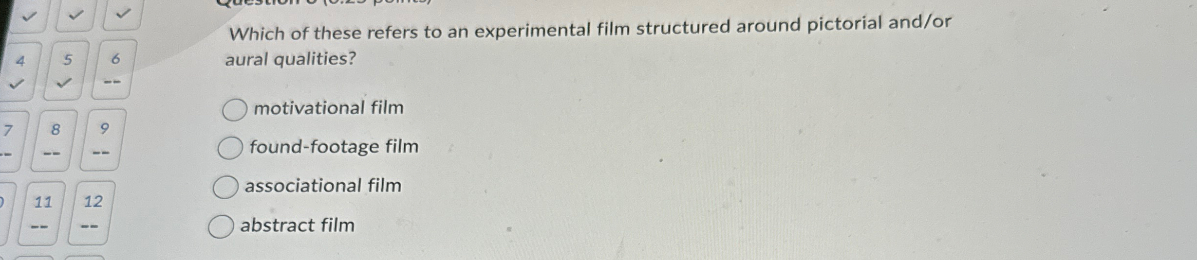 Solved Which of these refers to an experimental film | Chegg.com