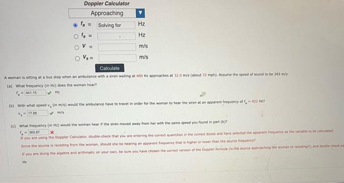 Solved Doppler Calculator ta=ts=V=vs=HzHzm/sm/s (a) What | Chegg.com