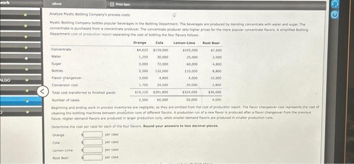 Analyze Mystic Dotiling Comgany's process costs | Chegg.com